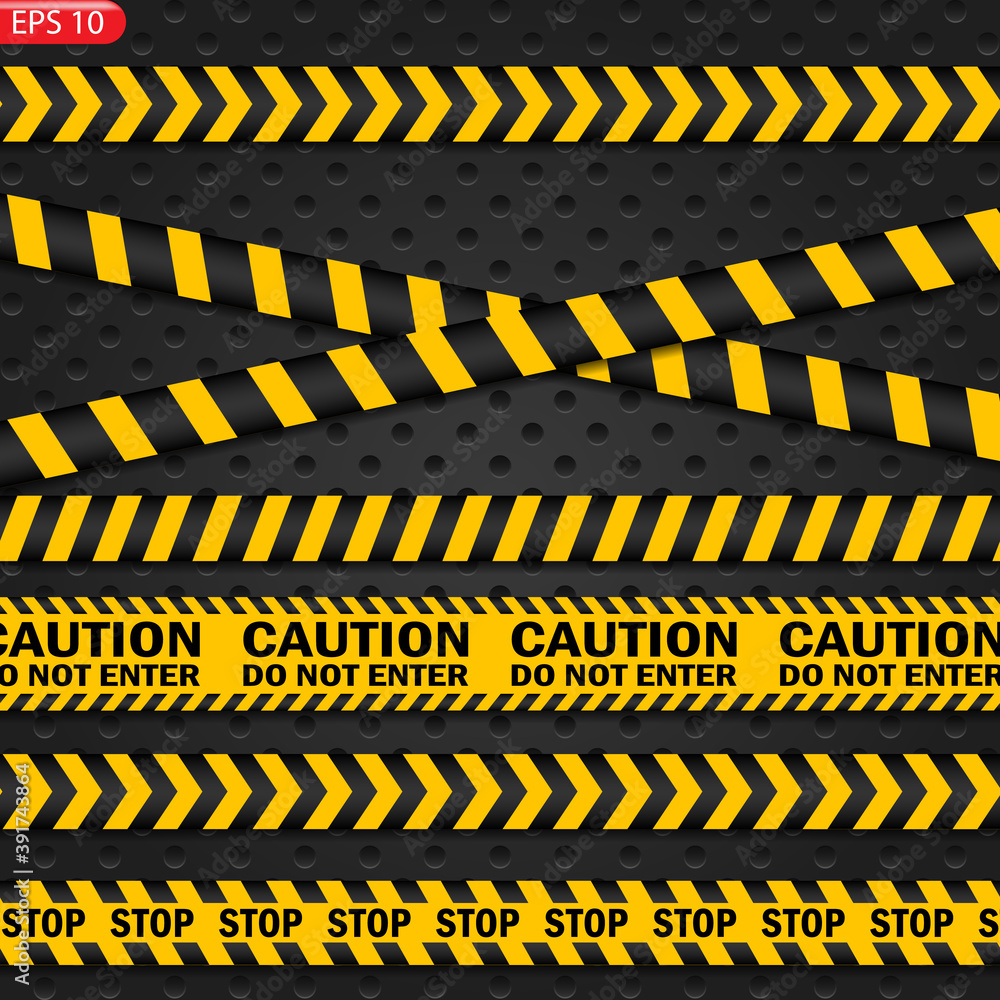 Black and color caution lines isolated. Realistic warning tapes. Danger ...