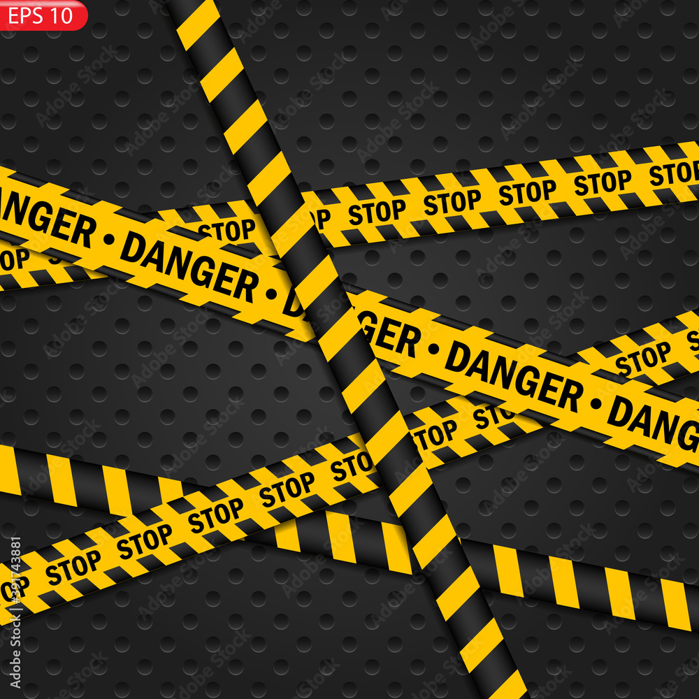 Black and color caution lines isolated. Realistic warning tapes. Danger ...
