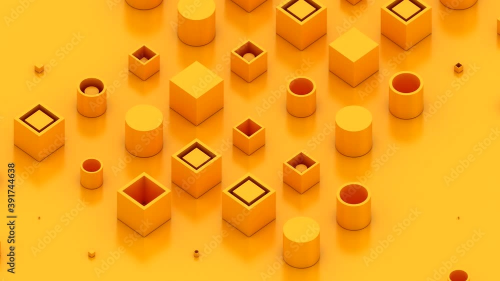 Background of Geometric Shapes. Abstract motion, loop, 2 in 1, 3d ...