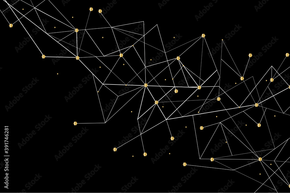 Network abstract connection isolated on black background. Network ...
