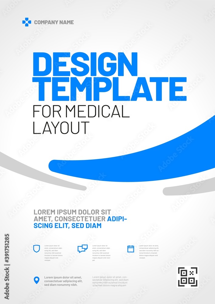Design template with header for medical layout. Vector design A4 size ...
