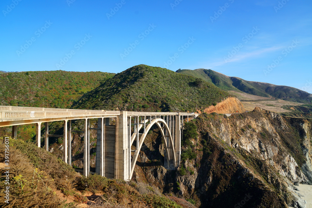 Landscape of Bixby Creek Bridge on beautiful West Coast and pacific ...