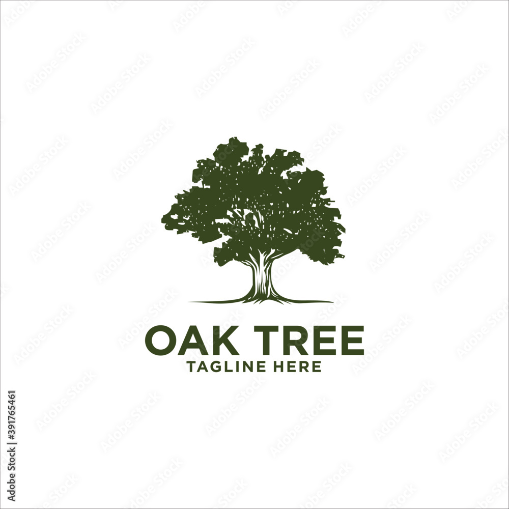 oak tree logo design silhouette vector Stock Vector | Adobe Stock