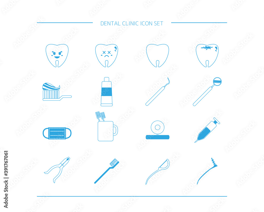 Dentist tool kit for dental treatment vector illustration in a flat ...