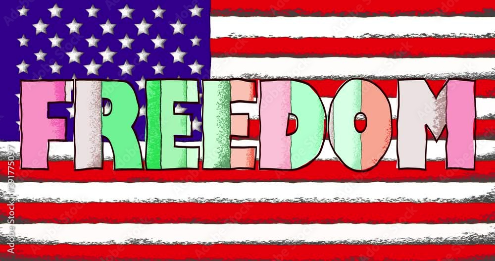 Endless background with the US flag stylized as a child's drawing and ...