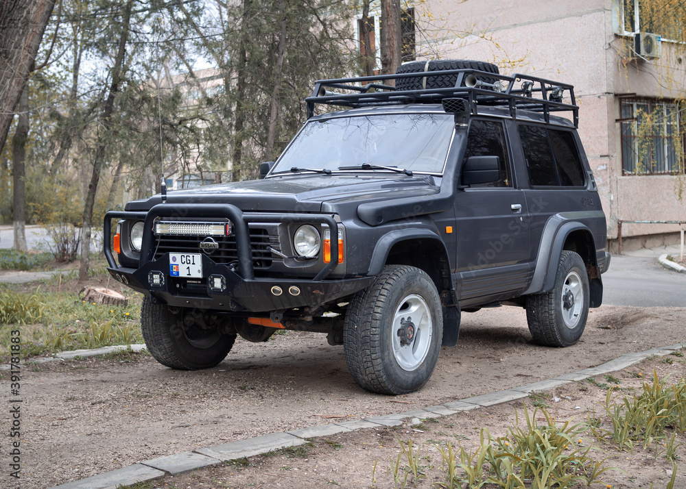 CHISINAU, MOLDOVA-MARCH 31, 2020: 1987 Nissan Patrol 3-door wagon (aka ...