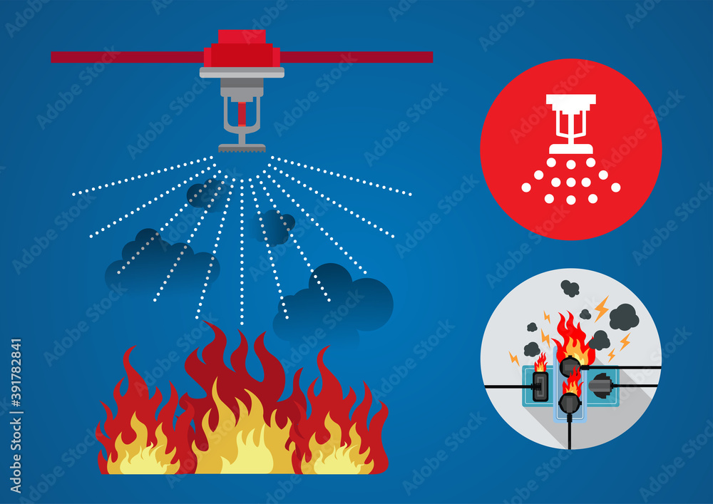 fire sprinkler, safety, vector design icon vector de Stock | Adobe Stock