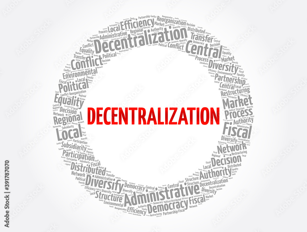 Decentralization word cloud collage, concept background Stock Vector ...