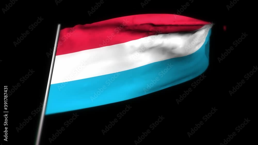 Luxembourg flag , Realistic 3D animation of waving flag. Luxembourg flag waving in the wind ...