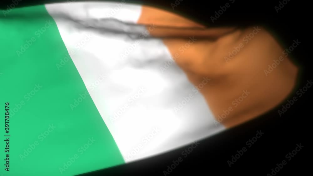 Ireland flag , Realistic 3D animation of waving flag. Ireland flag ...