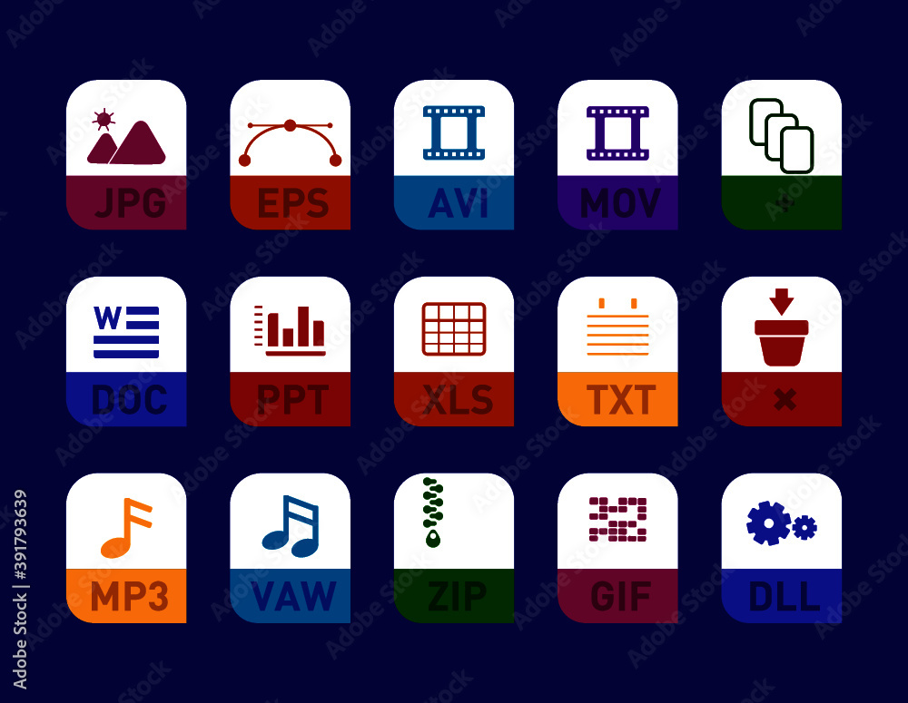 Professional document icon set, all at the same size, suitible for ...