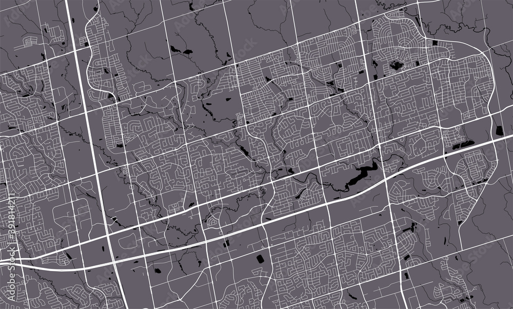 Vecteur Stock Detailed map of Markham city, linear print map. Cityscape ...