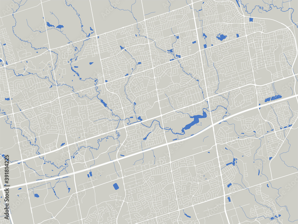 Vector map of Markham, Canada. Street map art poster illustration ...