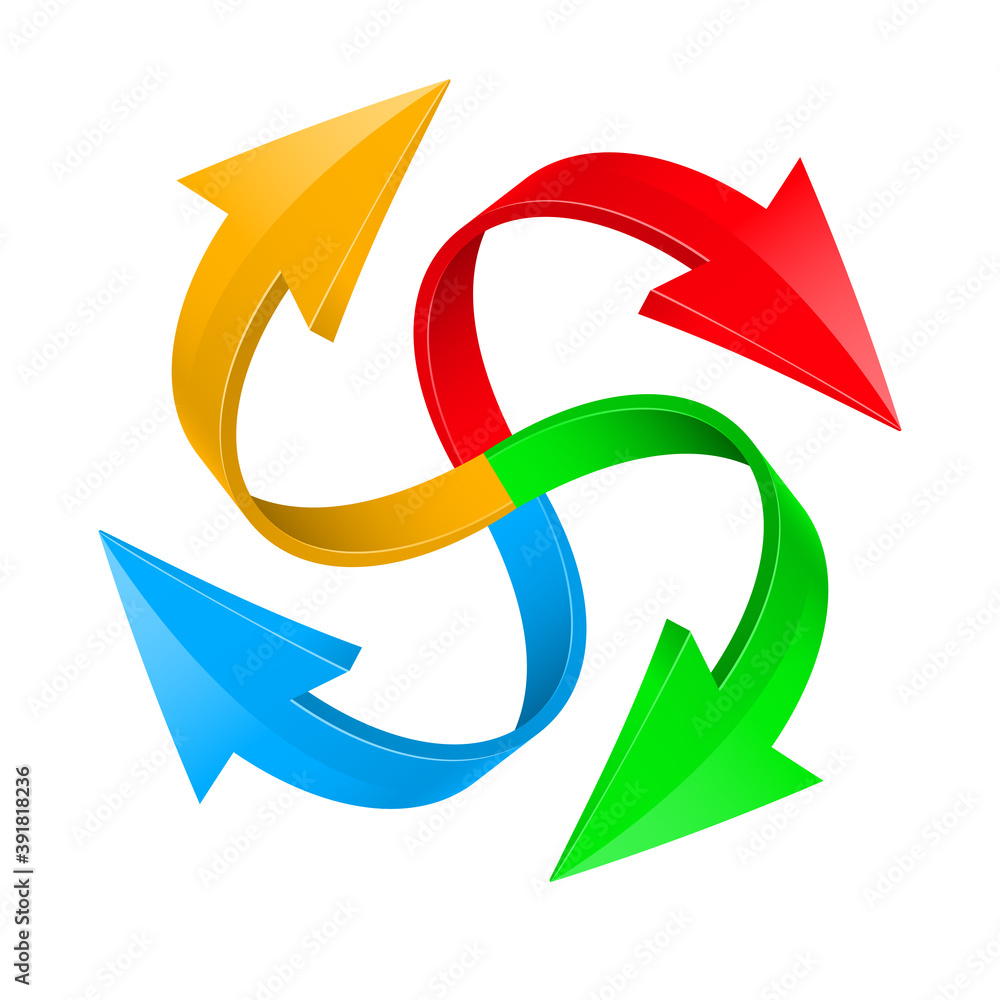 Colored 3D Shiny Arrows. Illustration with a Set Volume of Cursors, Web ...