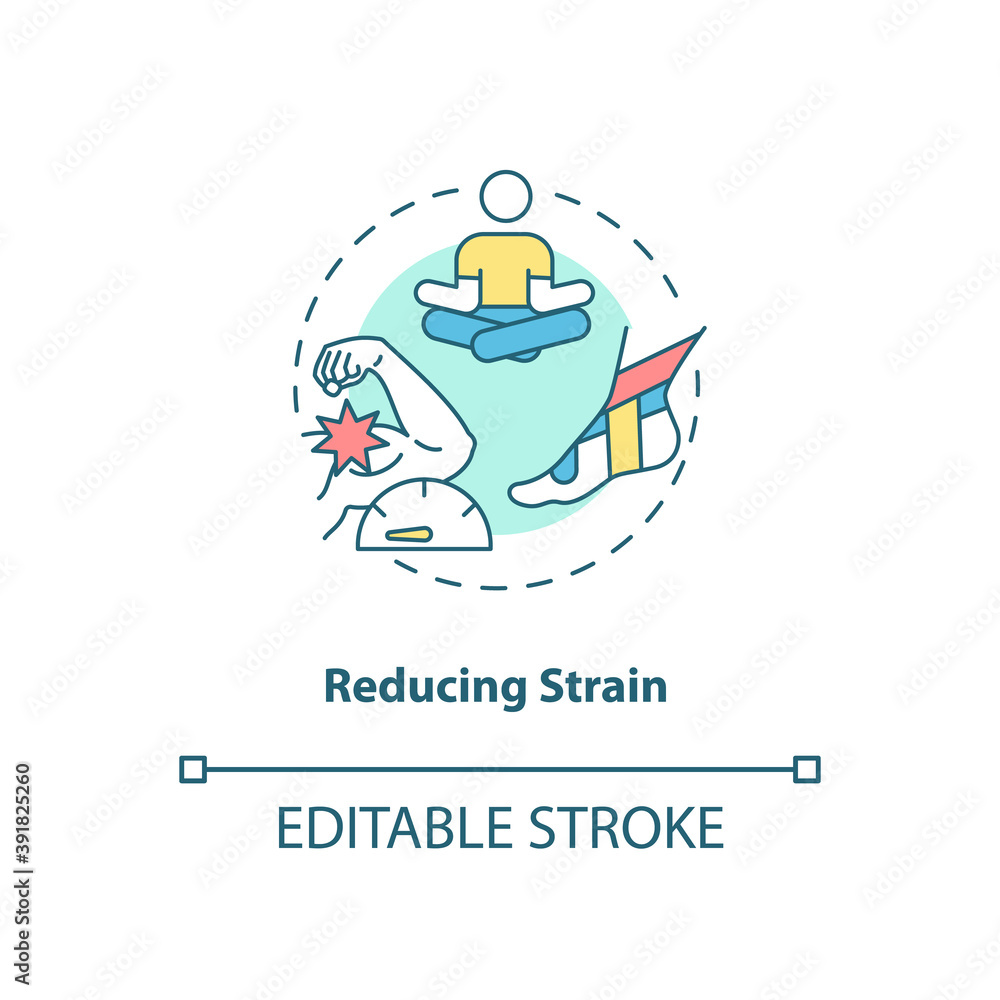 Reducing strain concept icon. Muscle pain relief. Body crump treatment ...