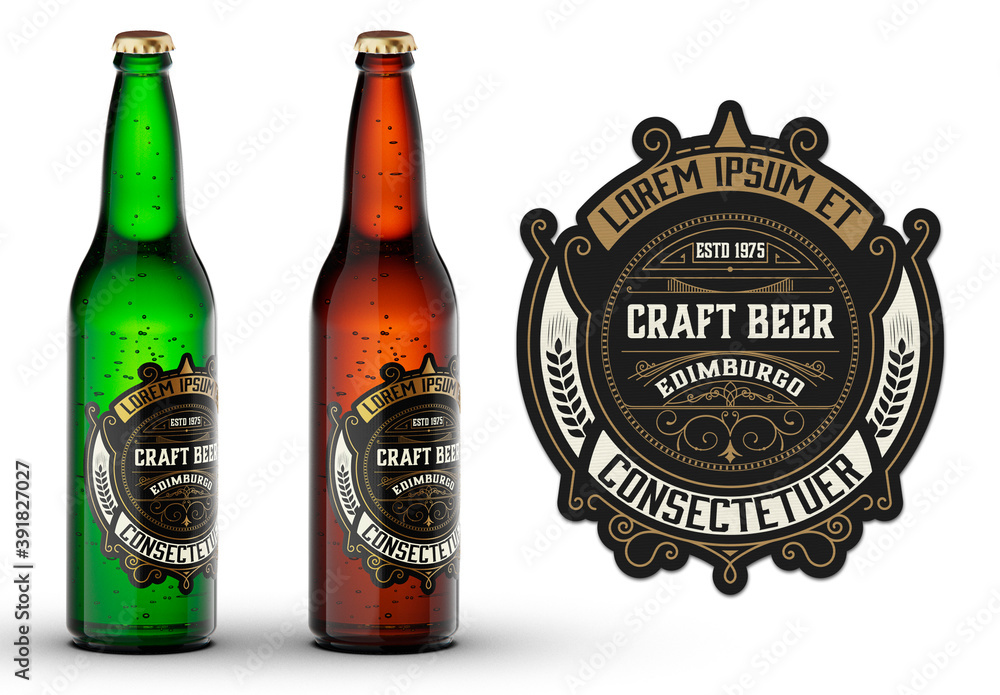 Vintage-Style Beer Label Layout Stock Template | Adobe Stock