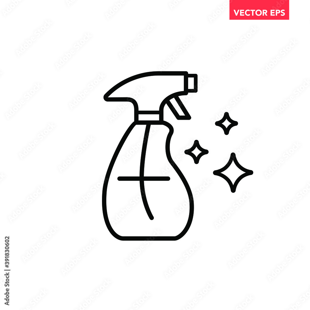 Black single spray bottle line icon, simple cleaning tool flat design ...