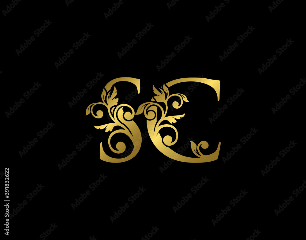 Gold S, C and SC Luxury Letter Logo Icon. Graceful royal style. Luxury ...