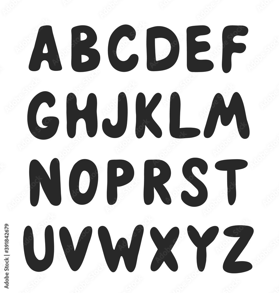 Hand drawn capital alphabet set. ABC capital letter. Hand-lettering ...