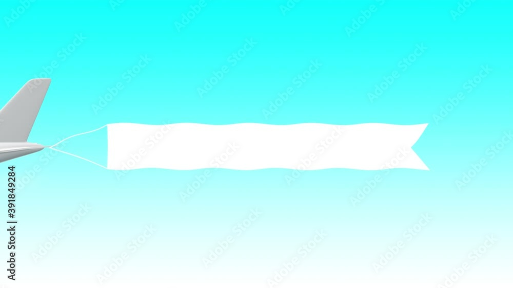 3D Flying Airplane and long banner sign with blank empty space for your ...