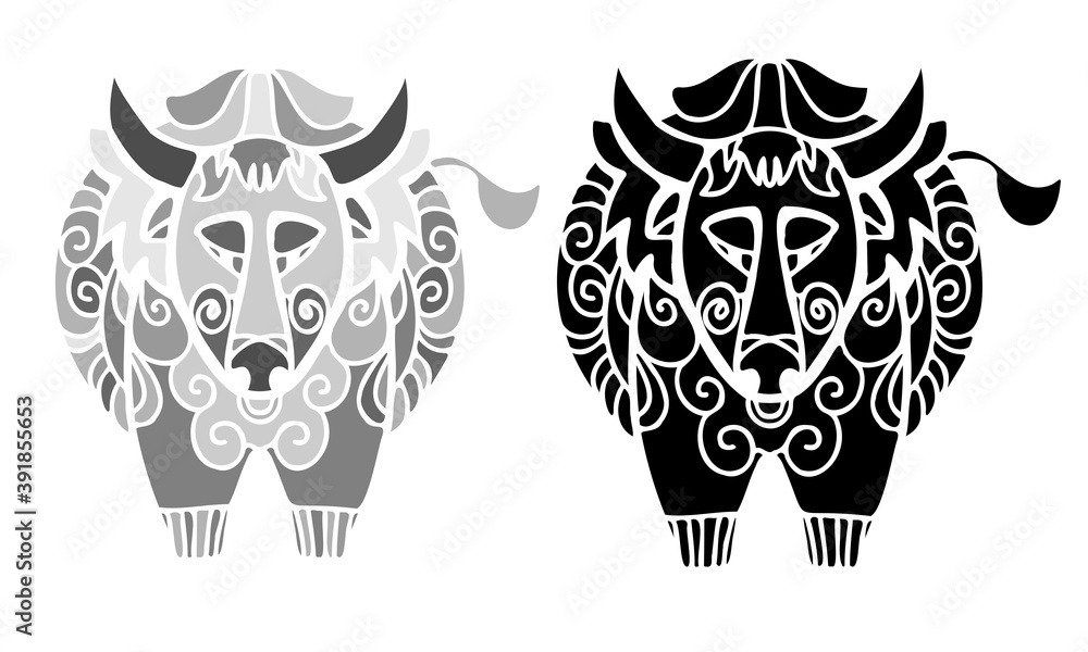 Isolated vector black and white illustration set design of ornamental ...