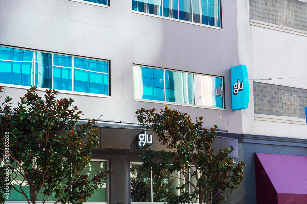 Glu logo at Glu Headquarters. Glu Mobile Inc. is an American developer ...