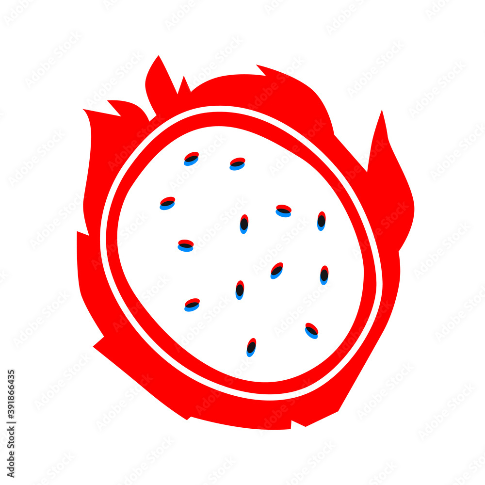 Pitaya flat abstract cartoon illustration. Abstract tropical fruits ...