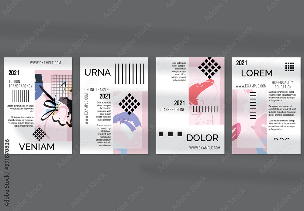 Flyer Layout with Geometric Shapes on White Stock Template | Adobe Stock