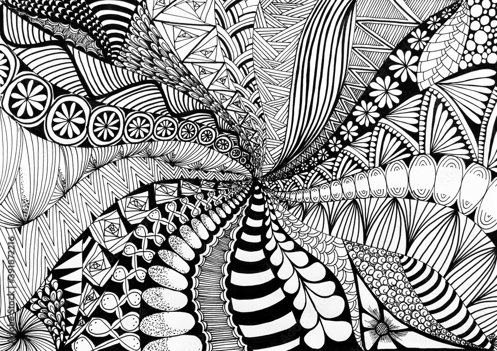 Abstraktes Zentangle als Hintergrund, Deko oder zum Ausmalen Stock ...