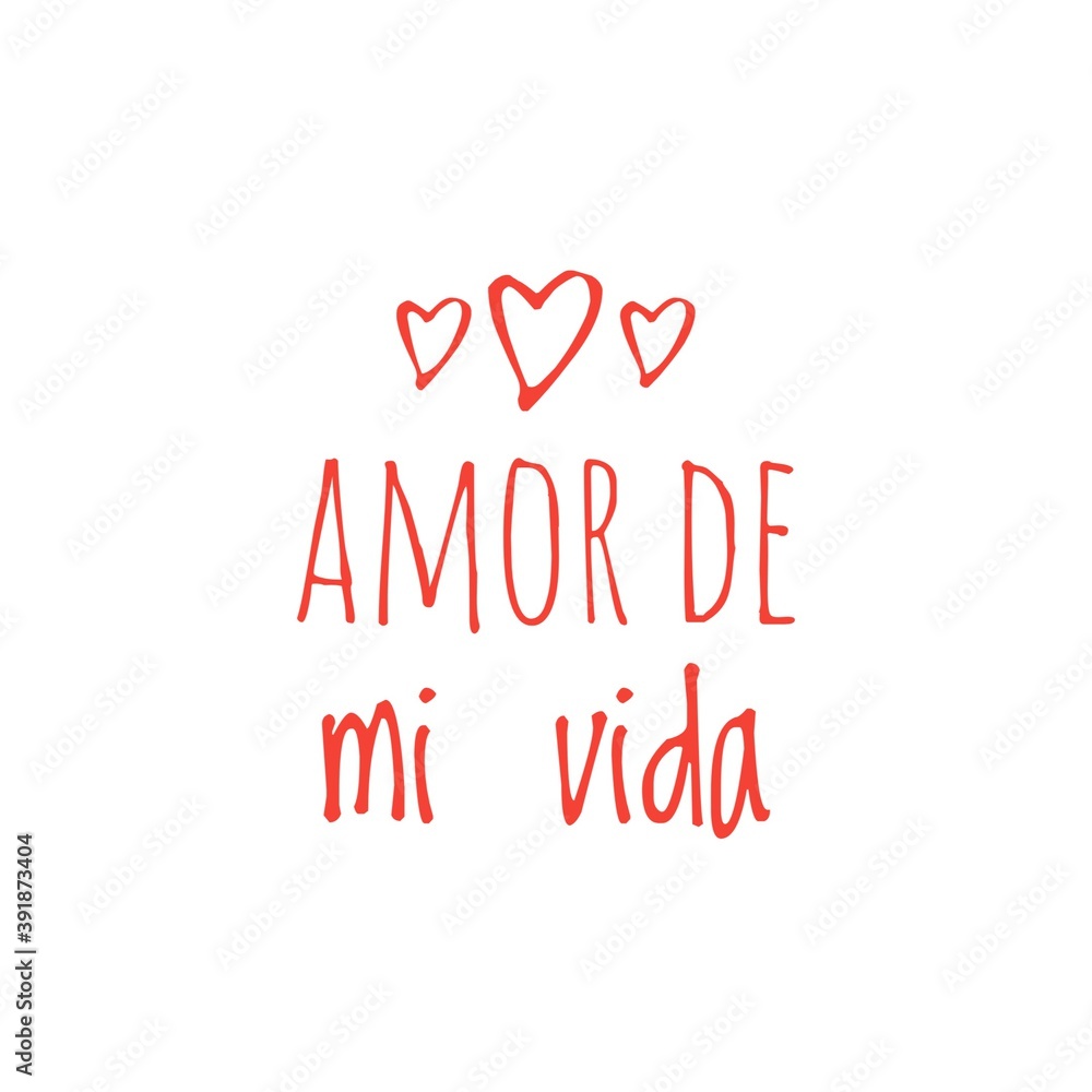 ''Amor de mi vida'' con corazones para diseño gráfico de productos ...