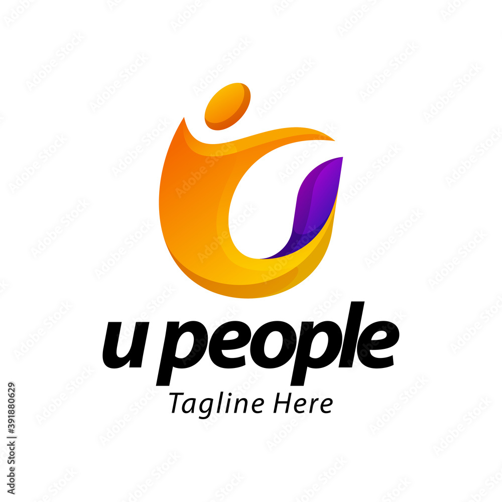 letter u people gradient logo design Stock Vector | Adobe Stock