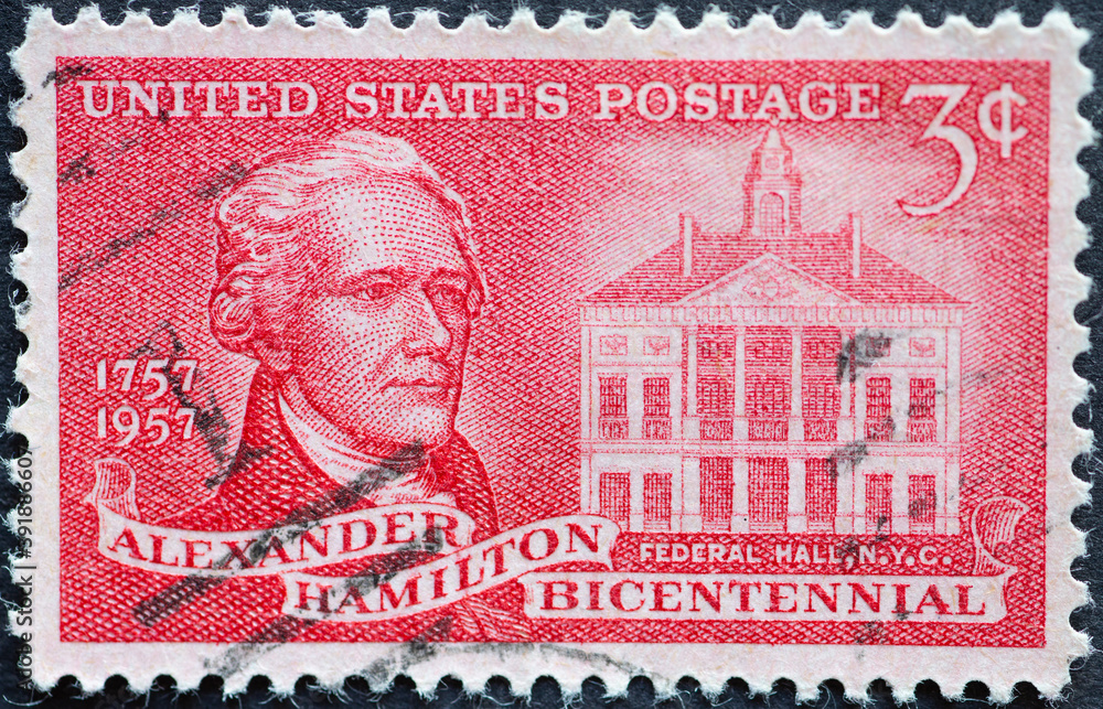 USA - Circa 1957 : a postage stamp printed in the US showing a portrait ...