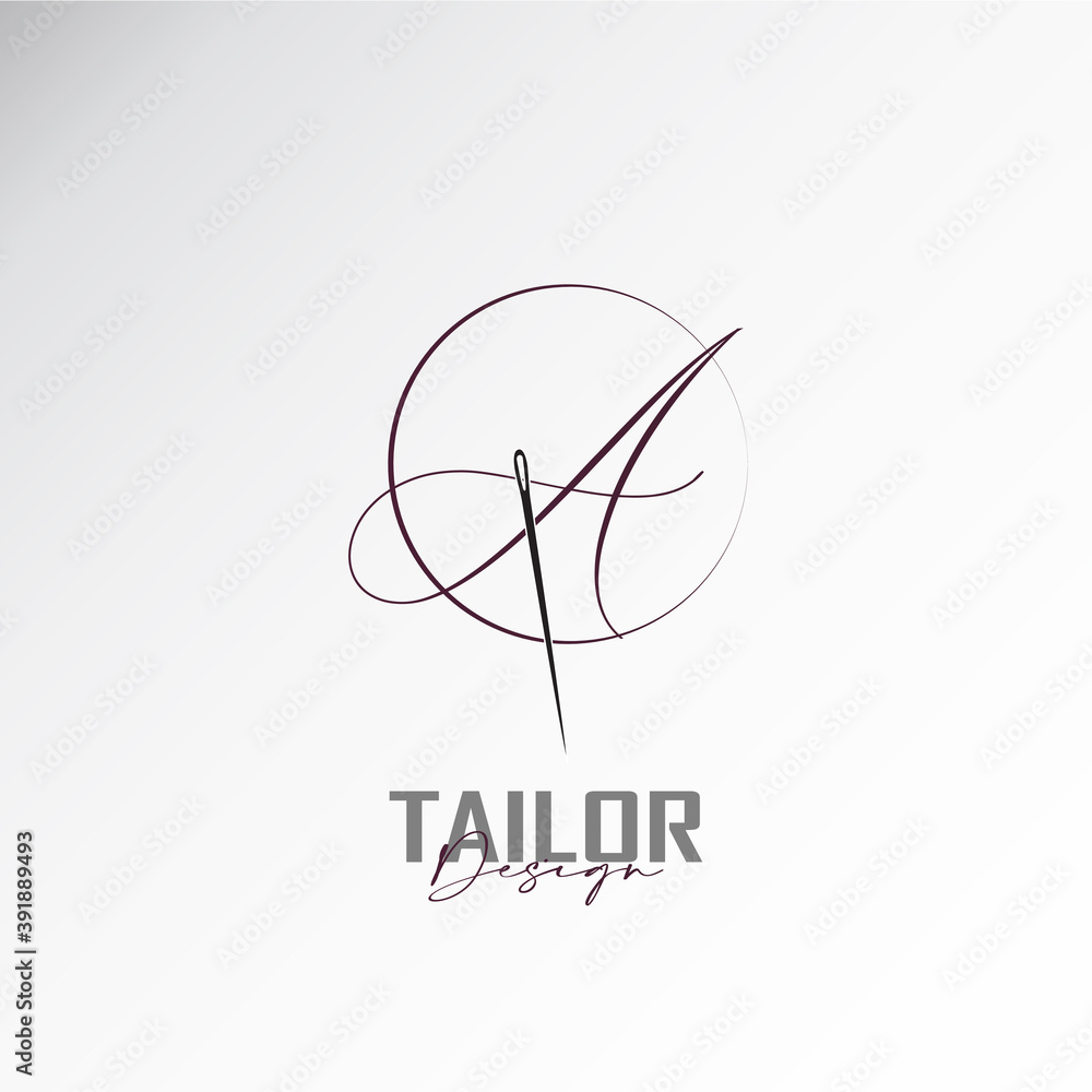 logo letter a combined with sewing needles, simple and elegant logo ...