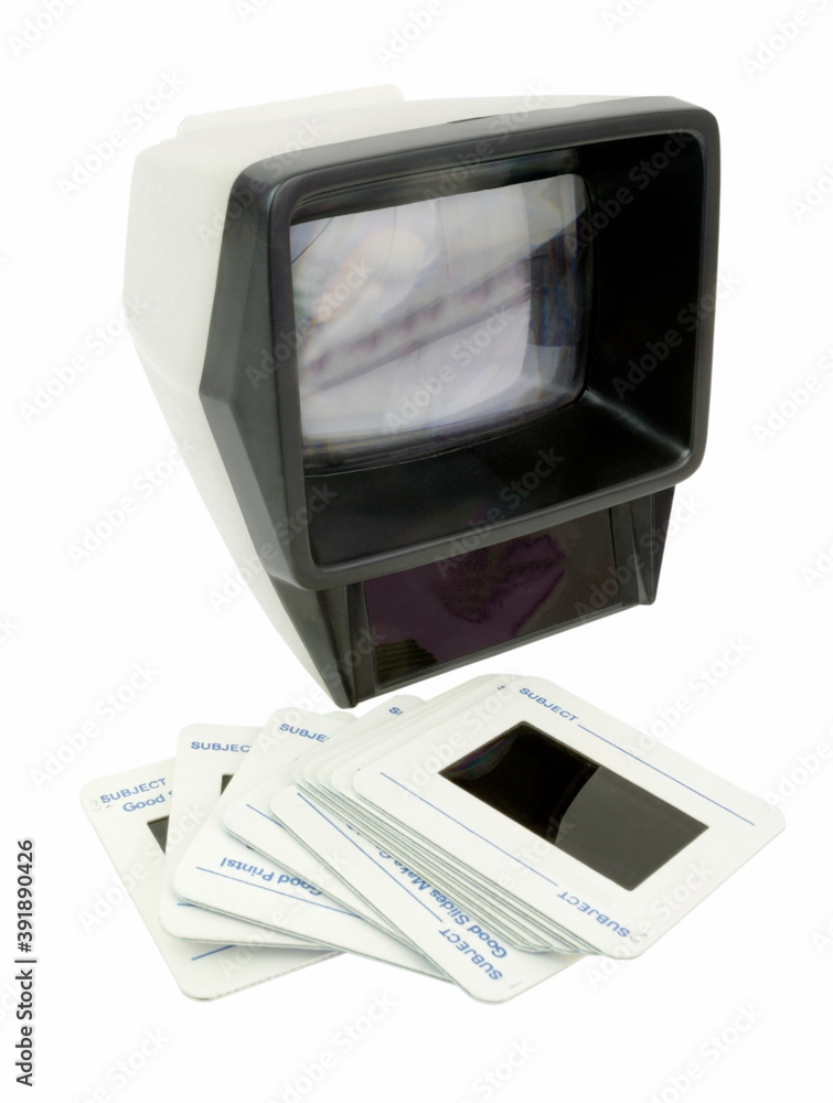 Fotografia do Stock: Vintage 35mm color slide viewer with stack of ...