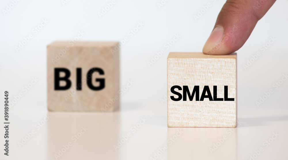 big and small Button Click Here Block Text over white background Stock ...