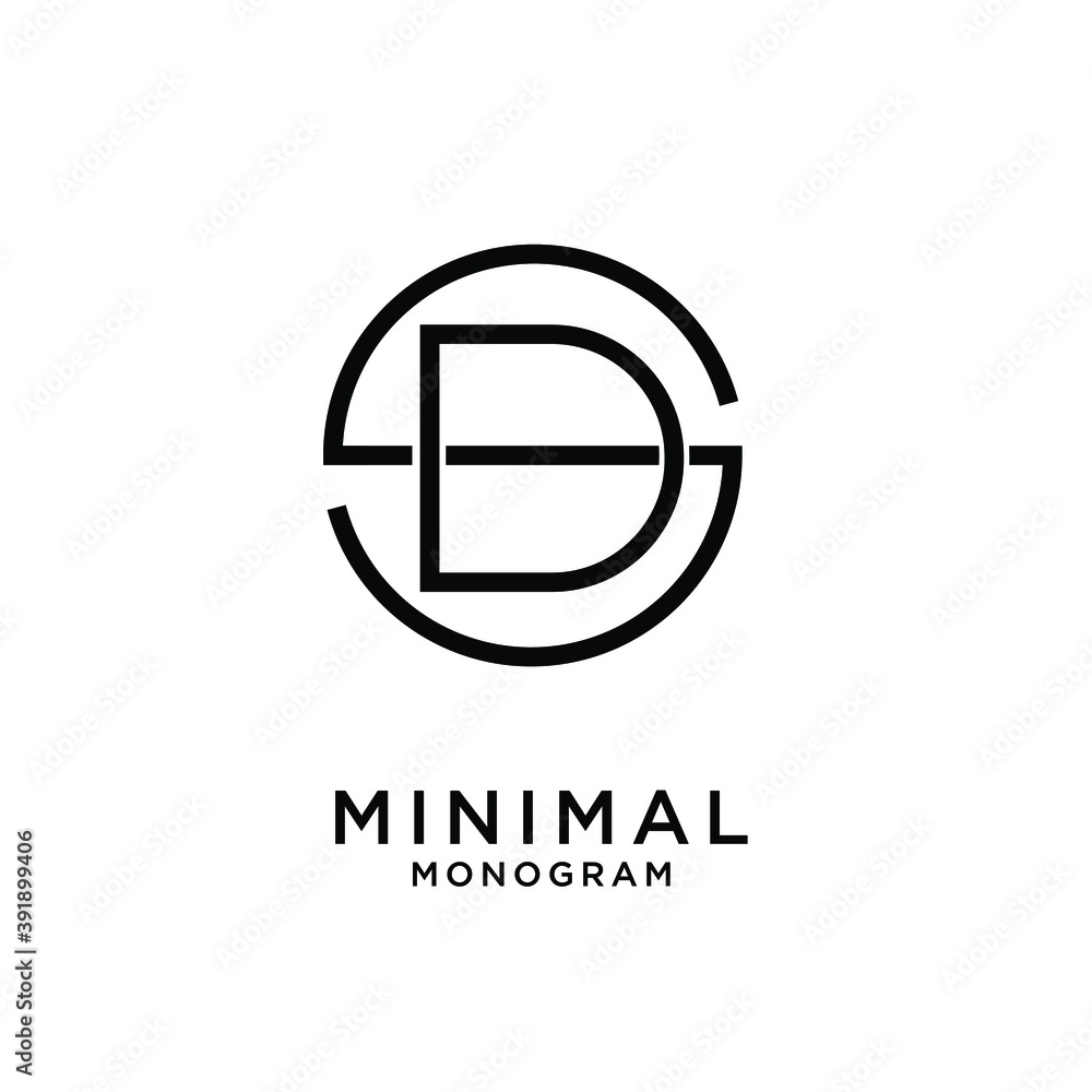 simple initial letter luxury sd sde line outline logo design with white ...