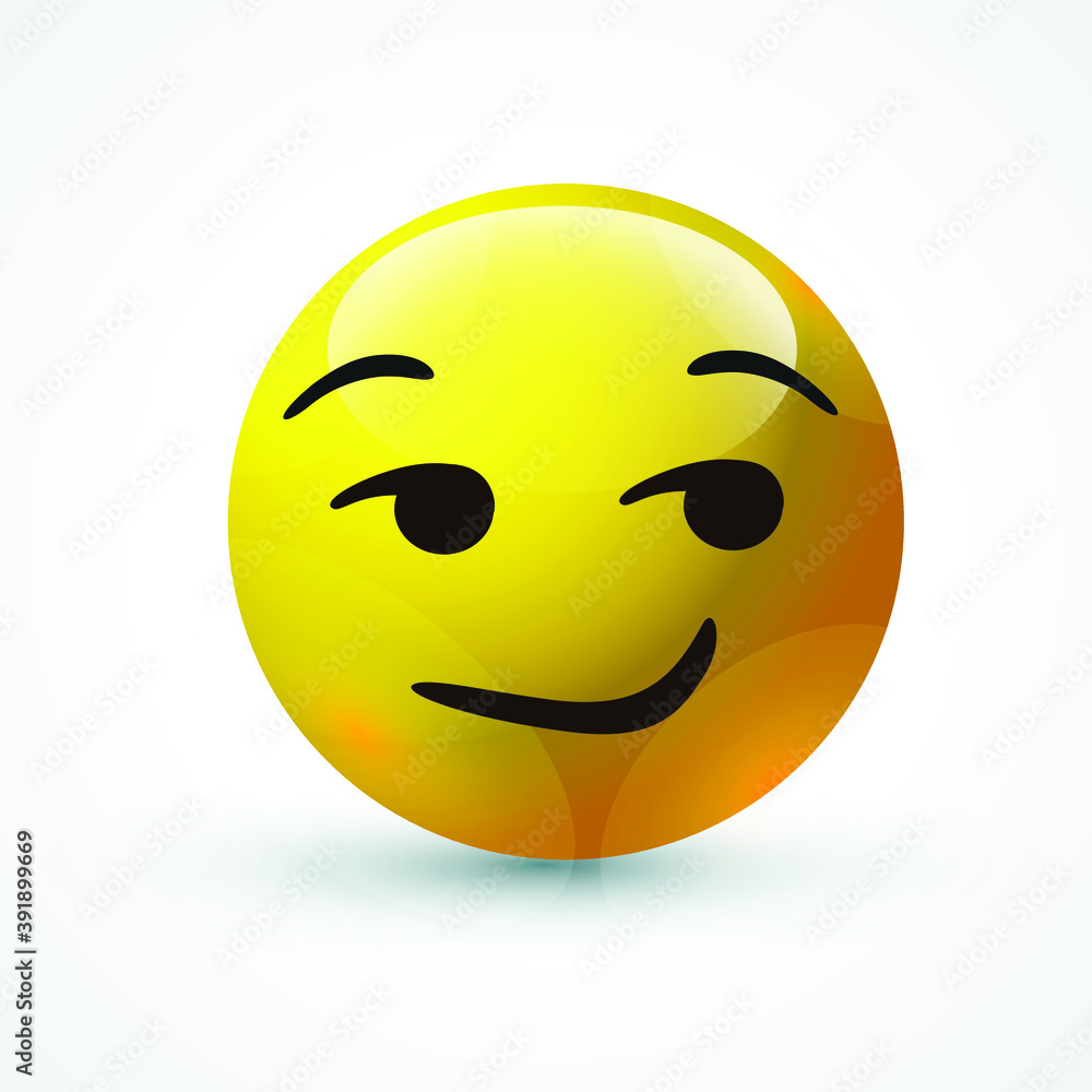 Vecteur Stock vector round yellow cartoon bubble Flirting emoticons Smug Suggestive Smirking ...