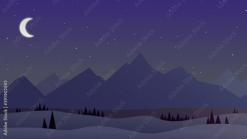 night with stars and moon - cartoon animation of a drawing with ...