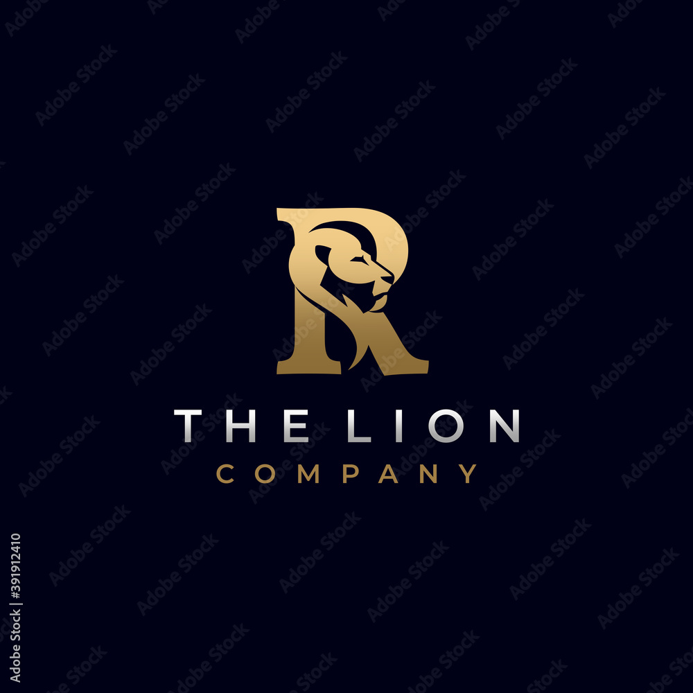 Letter R Lion Head, Elegant Luxury Logo Design Vector vector de Stock ... Letter R Lion Head, Elegant Luxury Logo Design Vector vector de Stock ...
