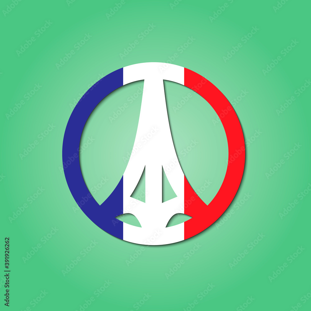 French logo template. Badge with symbolic image of the Eiffel Tower in ...