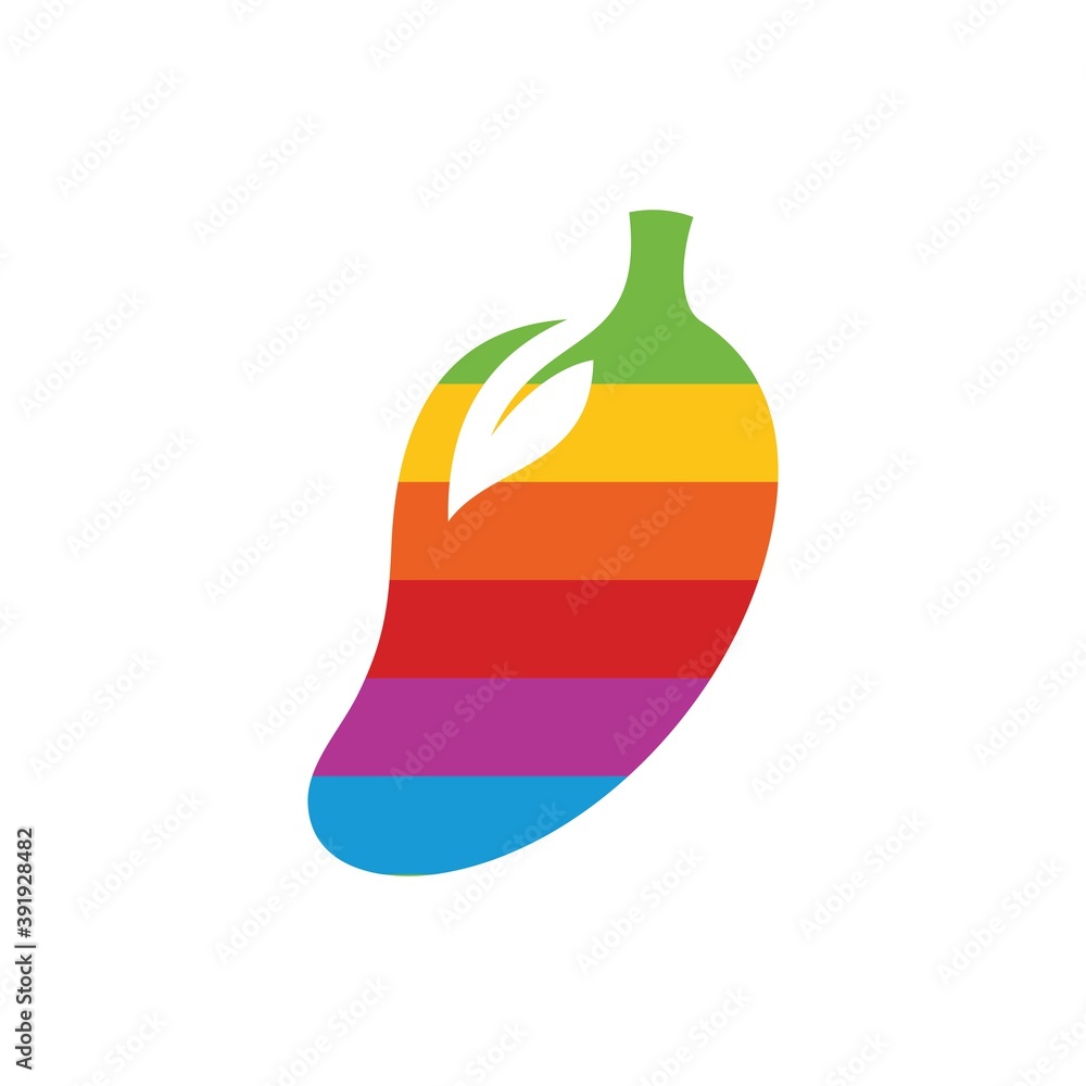Mango simple logo concept trendy flat style with leaf. Mango icon logo ...