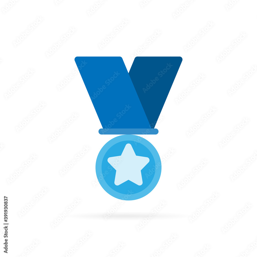 Medal prize icon. Blue symbol on white background. Vector. Stock Vector ...