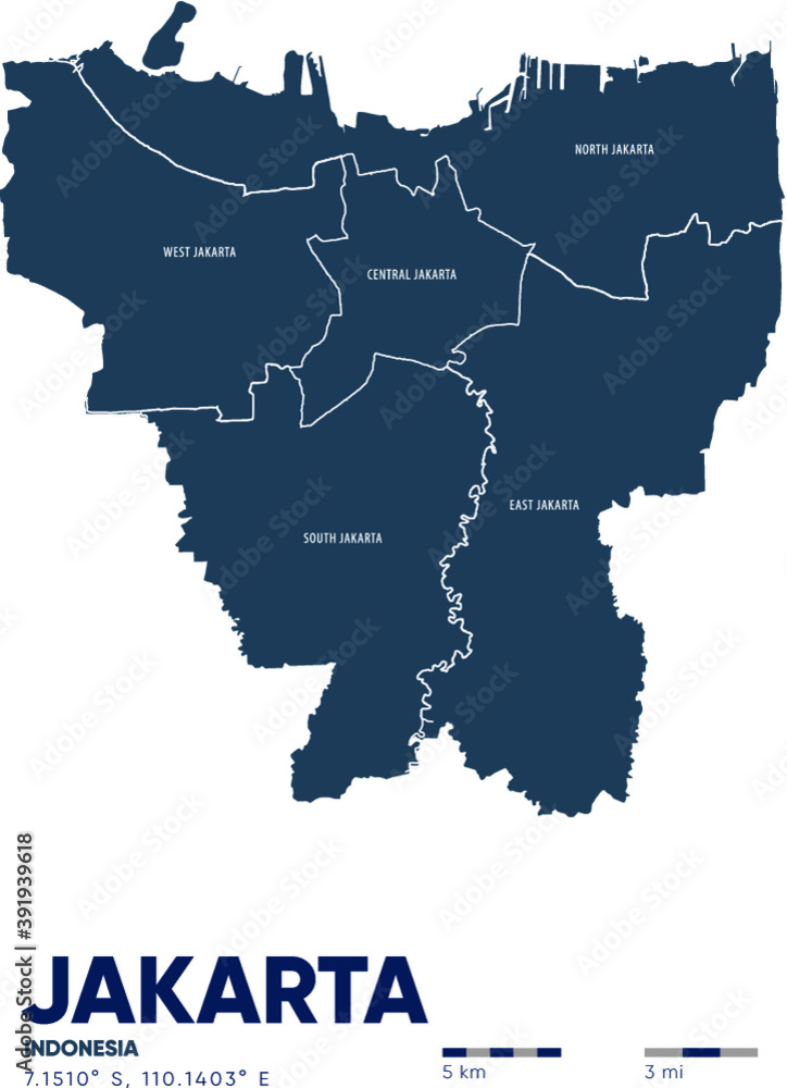 jakarta city map art vector illustration drawing peta Stock Vector ...