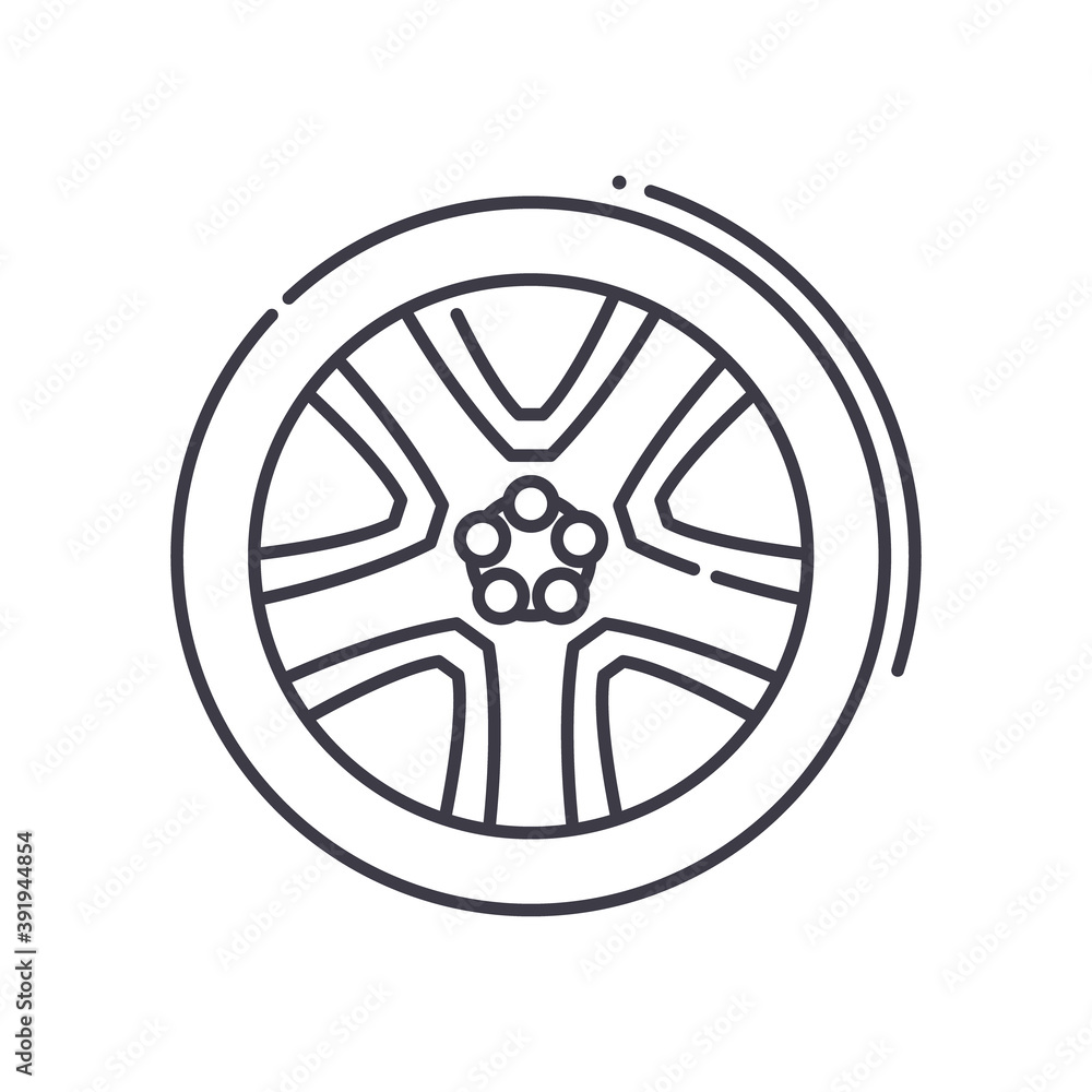 Mag wheel icon, linear isolated illustration, thin line vector, web ...