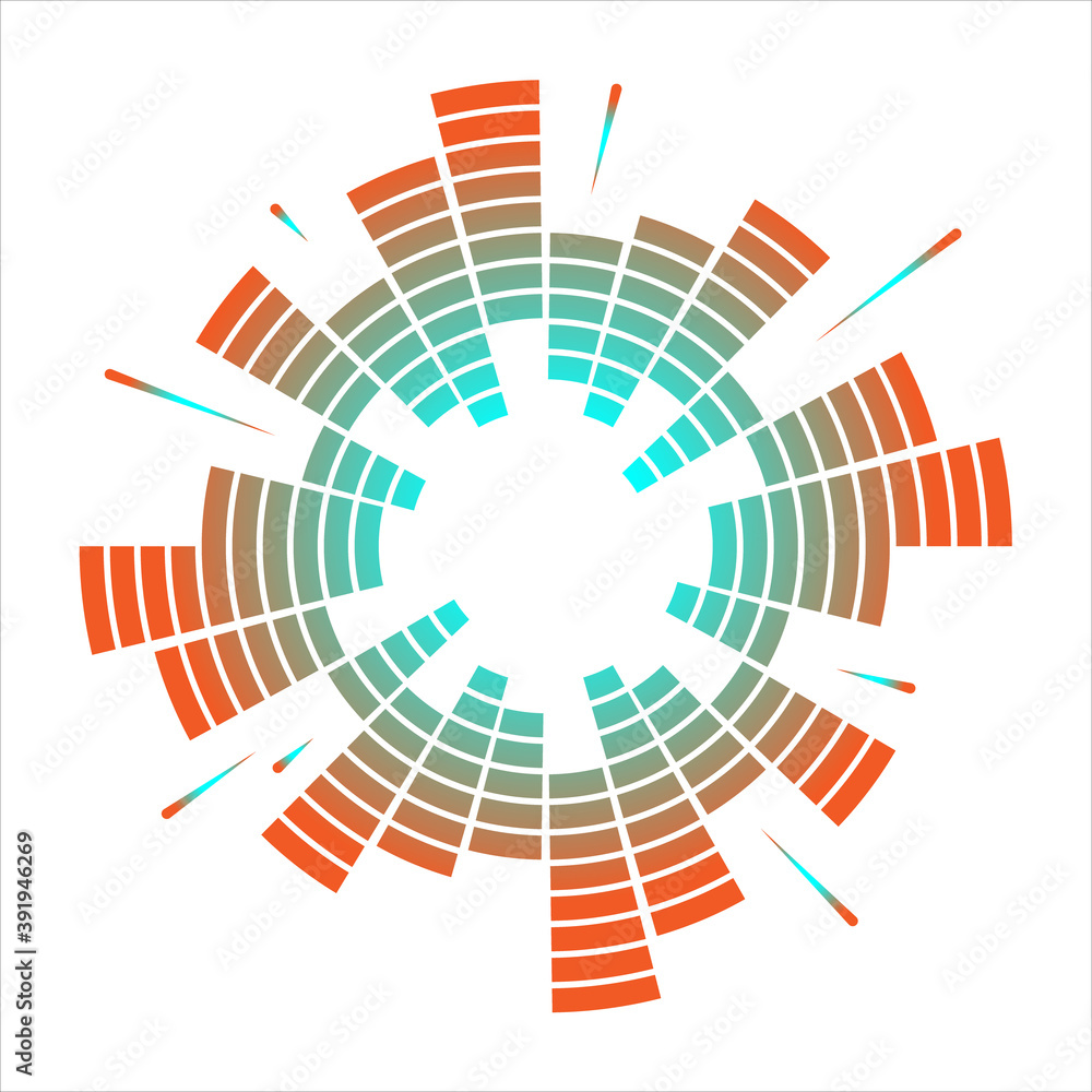 Color geometric circular equalizer. Eq round audio soundwaves. Vector ...