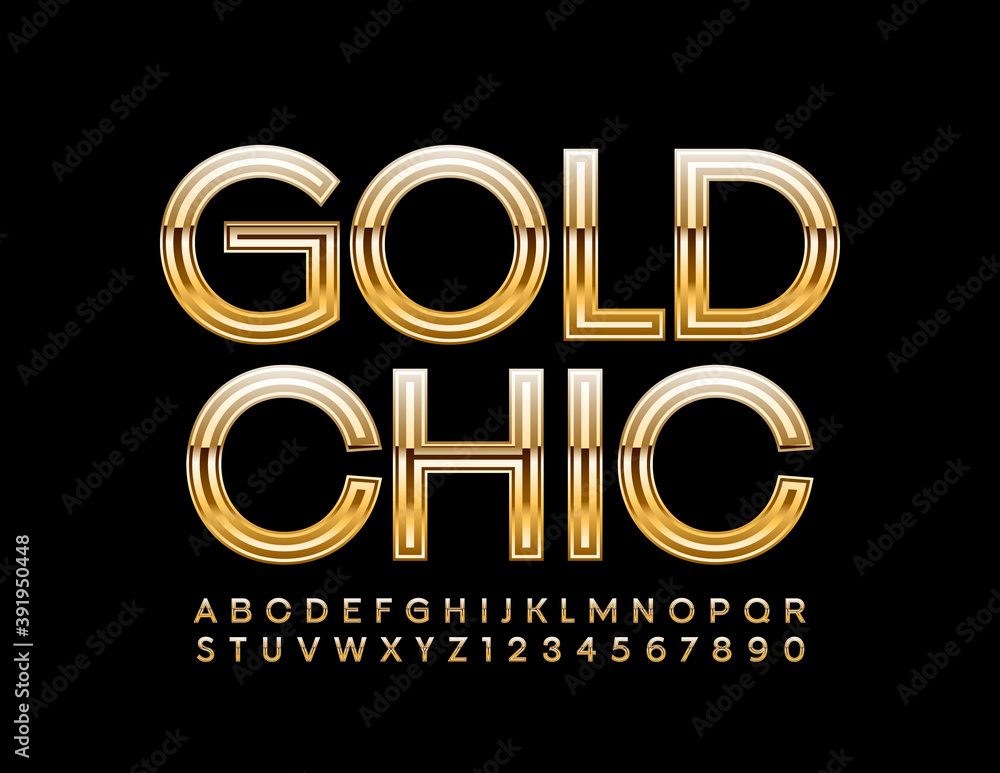 Vector Chic Gold Font. Luxury set of glamour Letters and Numbers Stock ...