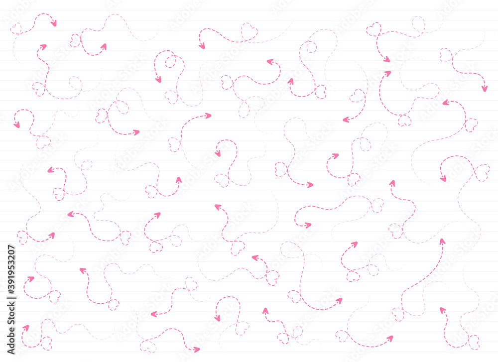 Dotted hand drawn arrow lines with heart Stock Vector | Adobe Stock