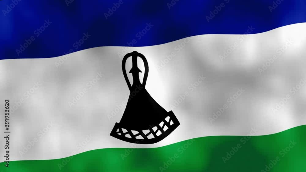 Flag of Lesotho waving in wind. Realistic animation with the national ...