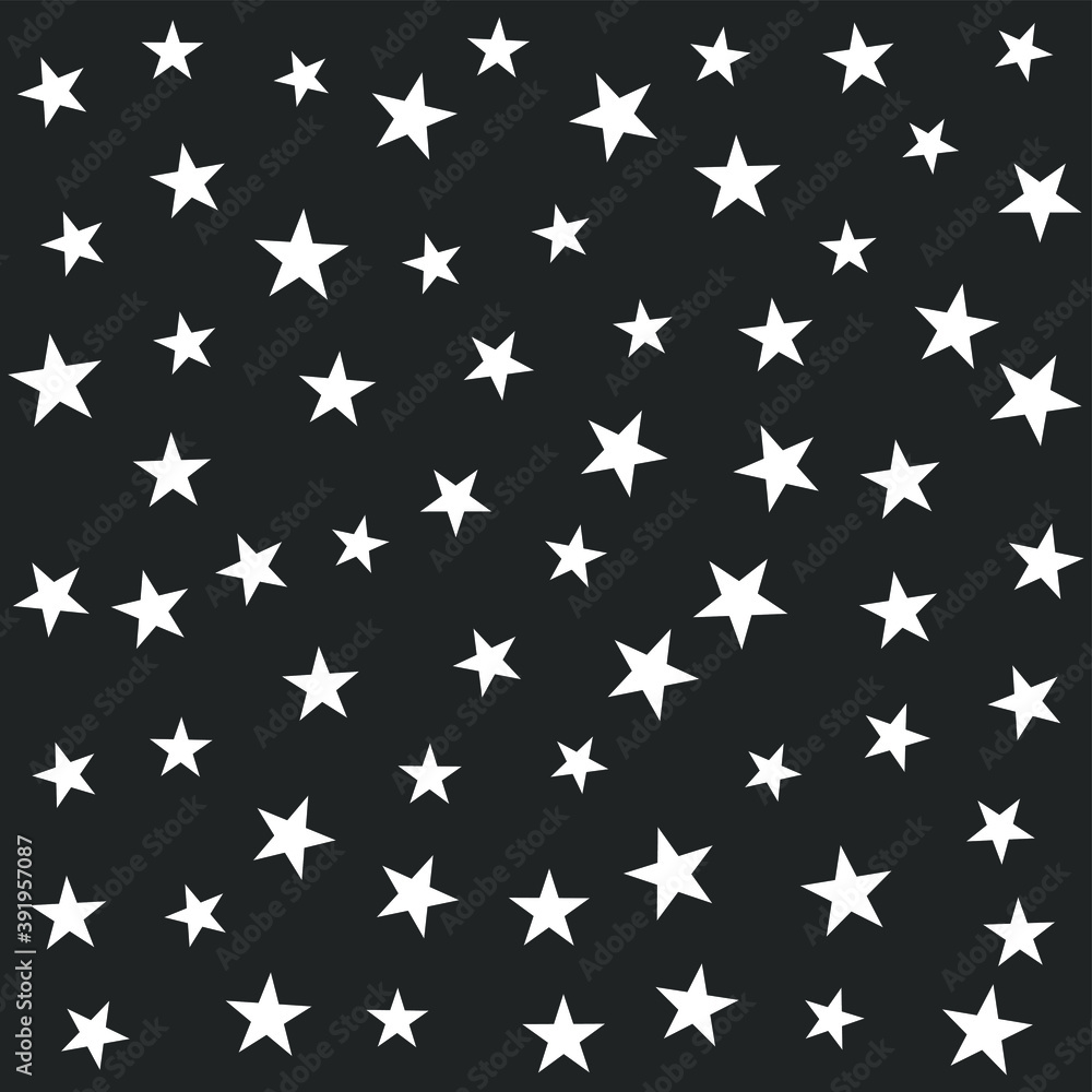 Seamless vector cosmic pattern with chaotical star shape elements. Five ...