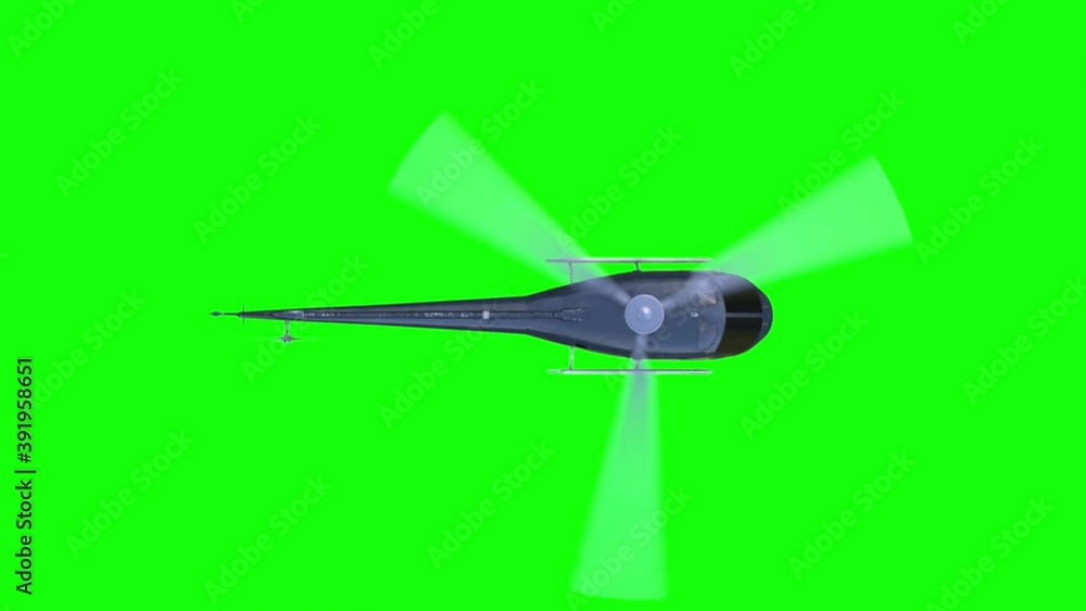 Realistic civil helicopter top view flying loop animation. Green screen ...